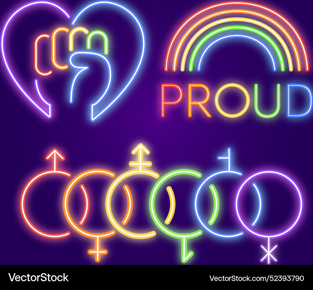 Pride day neon signs Royalty Free Vector Image