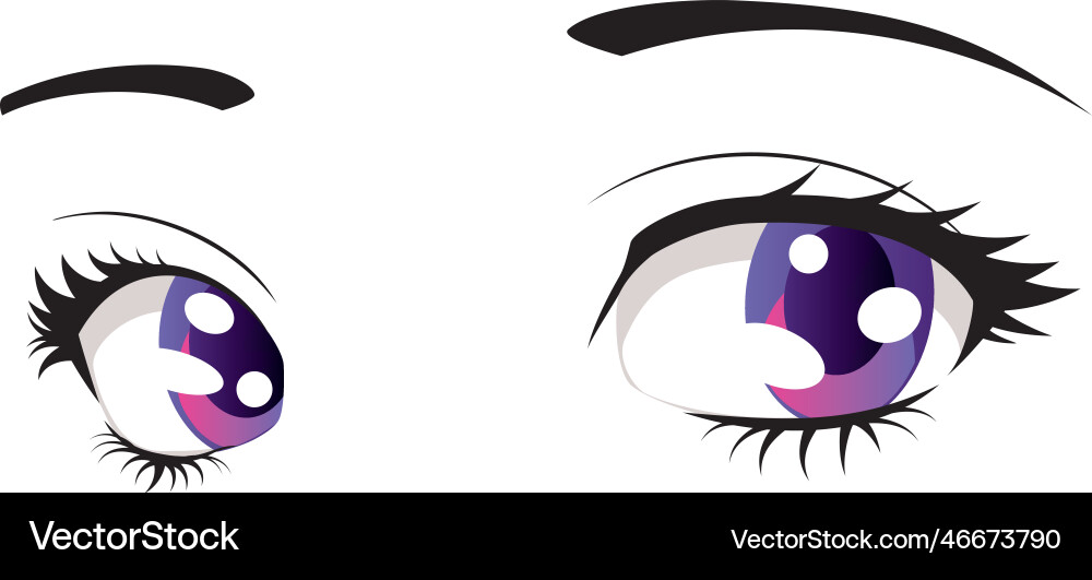 Lila Anime weibliche Augen Lizenzfreies Vektorbild