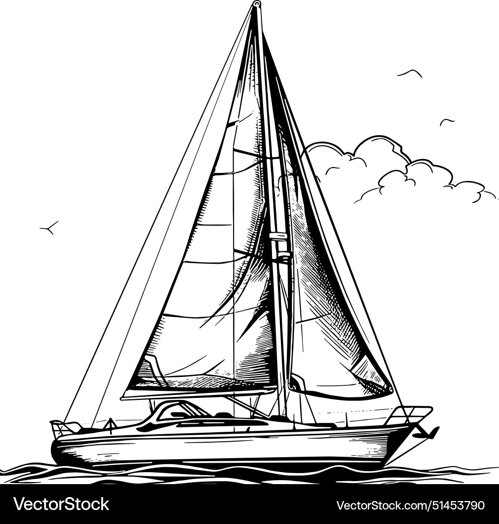 Sailboat on the ocean Royalty Free Vector Image
