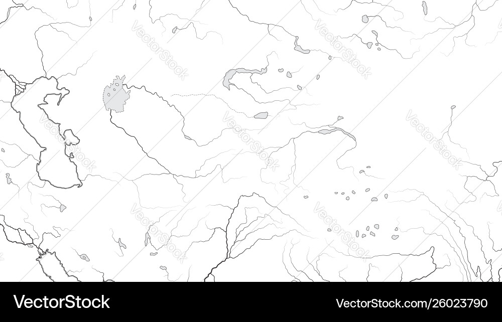World map central asia region interior Royalty Free Vector