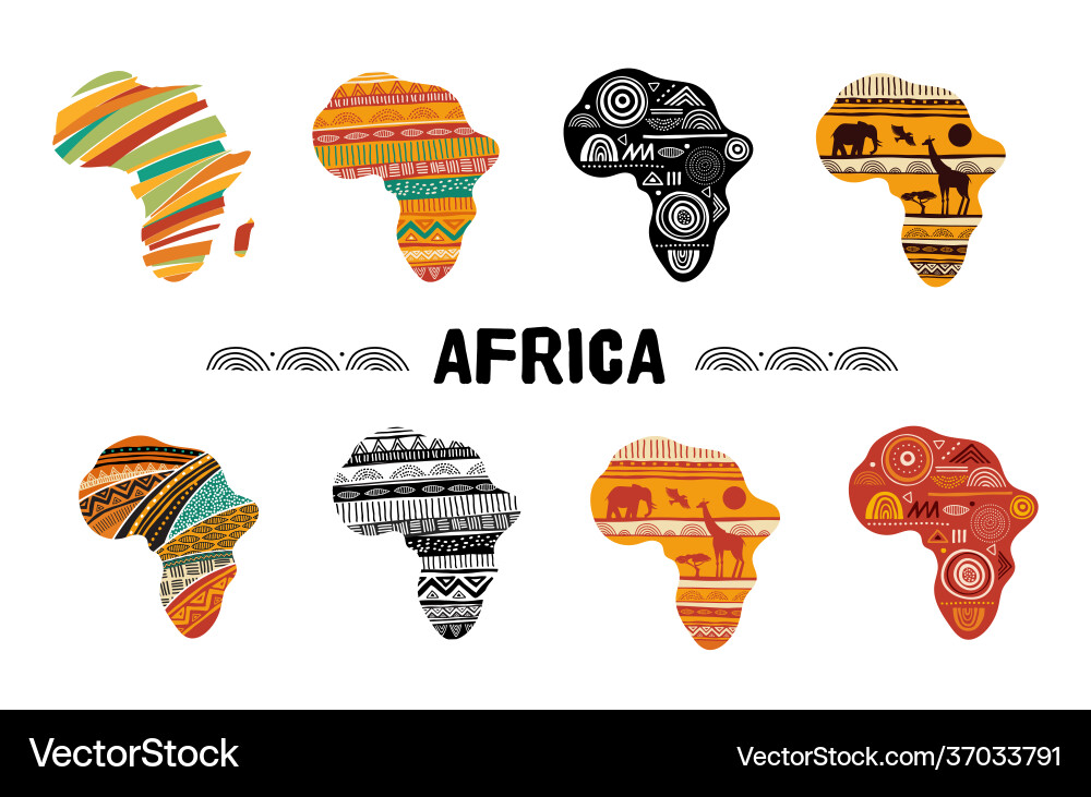 Africa patterned map collection logo design Vector Image
