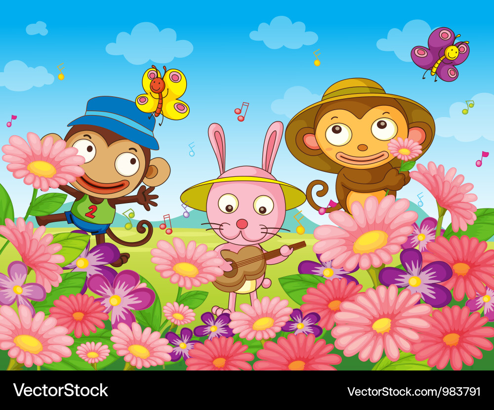 Animal characters having fun Royalty Free Vector Image