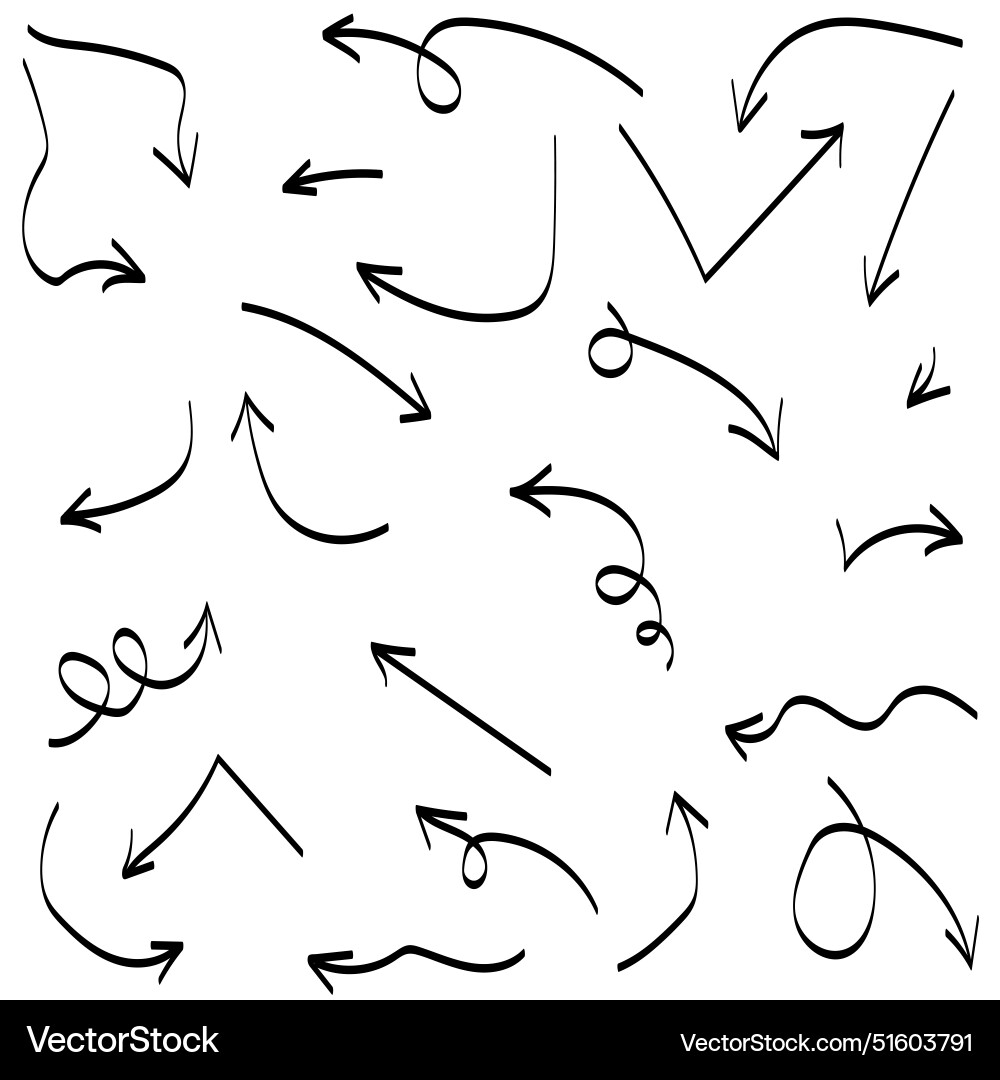 Black hand drawn arrow set Royalty Free Vector Image