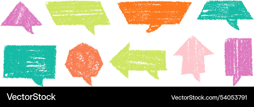 Crayon speech bubbles set chalk scribble Vector Image