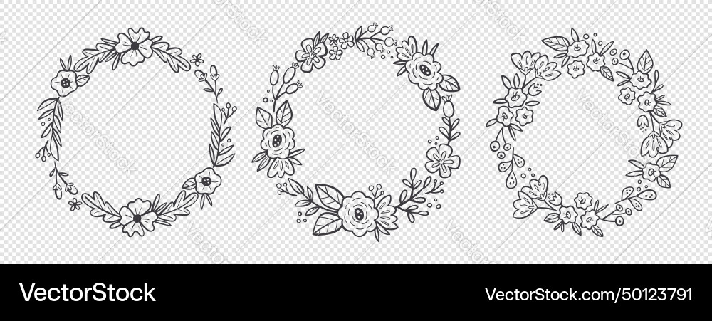 Floral wreath outline Royalty Free Vector Image