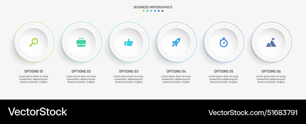 Horizontal progress bar featuring 6 arrow-shaped Vector Image