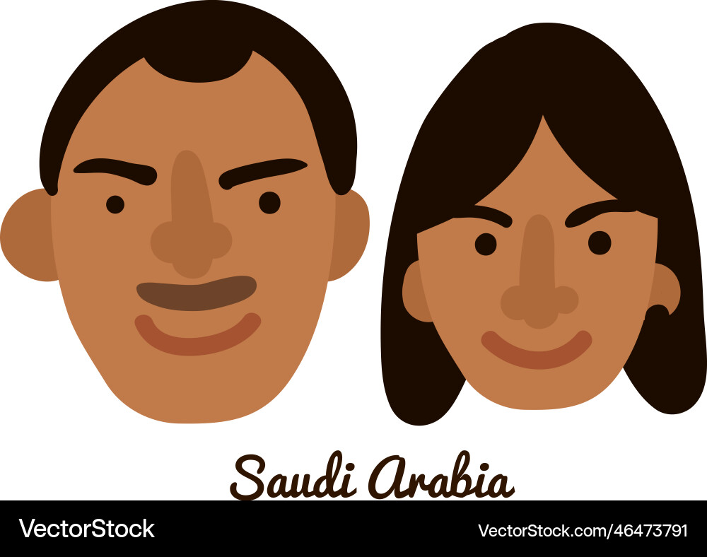 Human faces from saudi arabia Royalty Free Vector Image