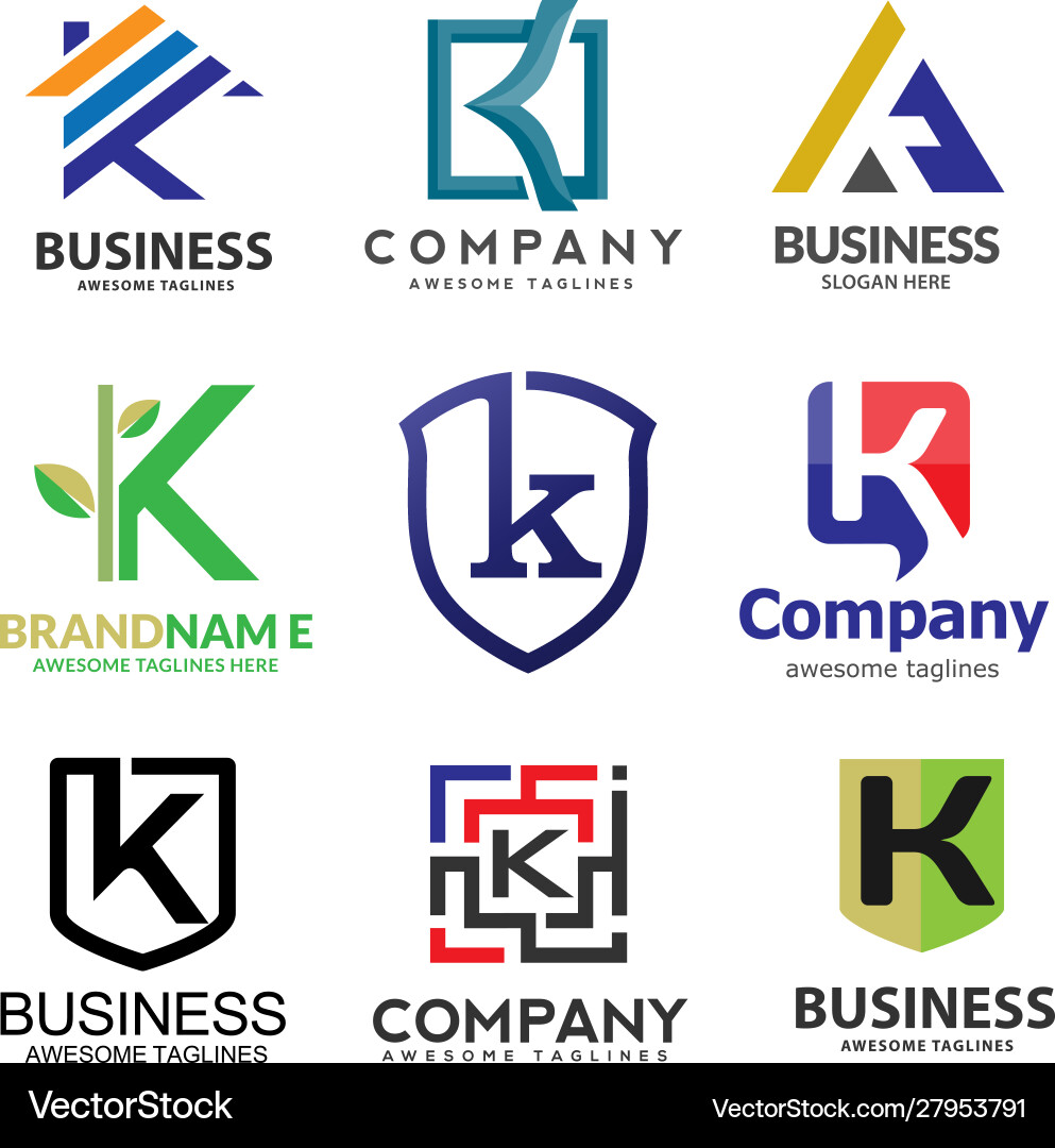 Letter k logo set design Royalty Free Vector Image