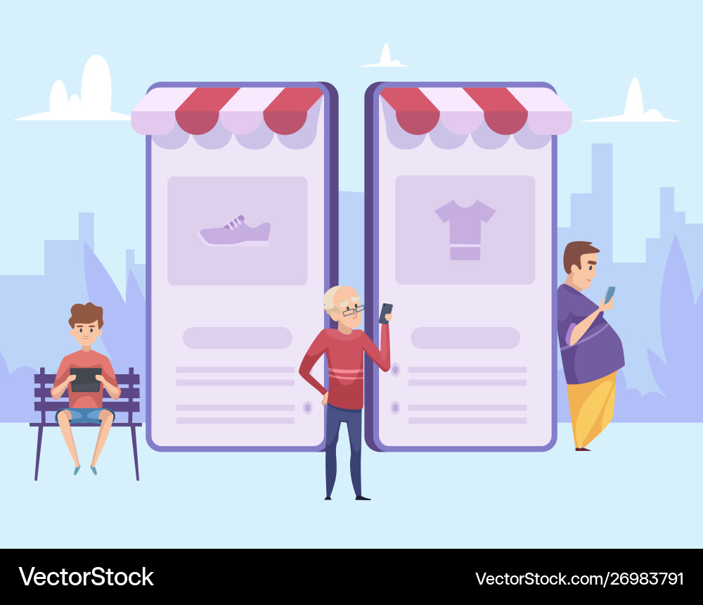 Male shopping online Royalty Free Vector Image