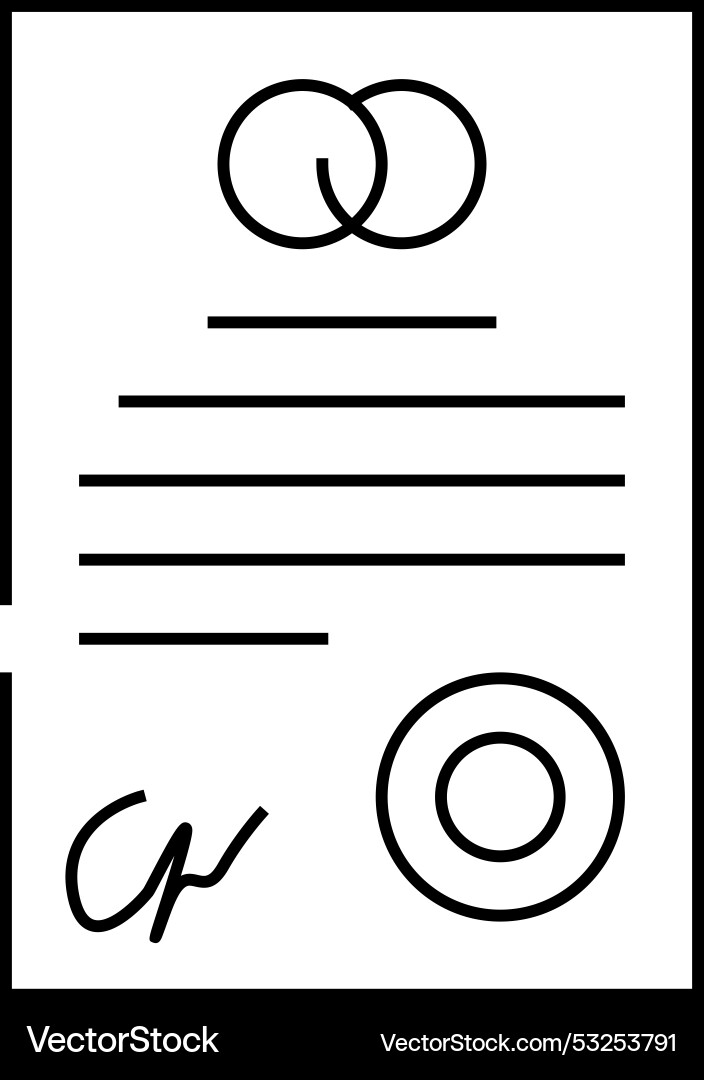 Marriage contract line icon Royalty Free Vector Image