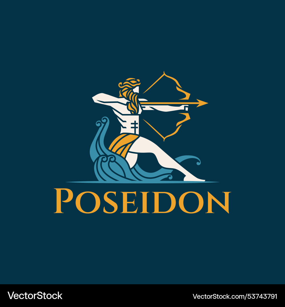Minimalist silhouette greek god poseidon logo Vektorbild