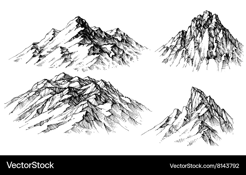 Artistic sketch of mountain ranges Royalty Free Vector Image