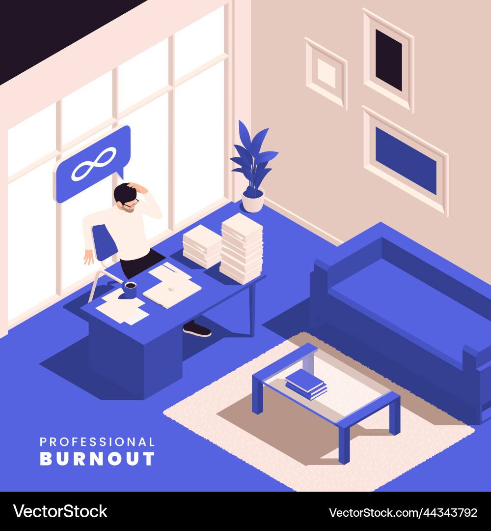 Burnout syndrome isometric Royalty Free Vector Image