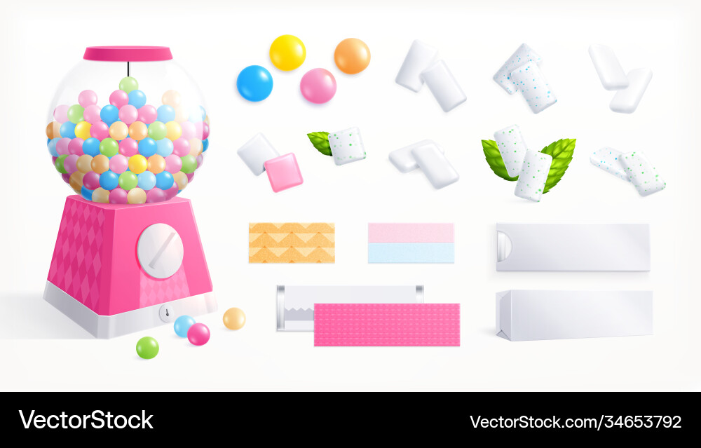 Colorful Bubble Gum Set Royalty Free Vector Image