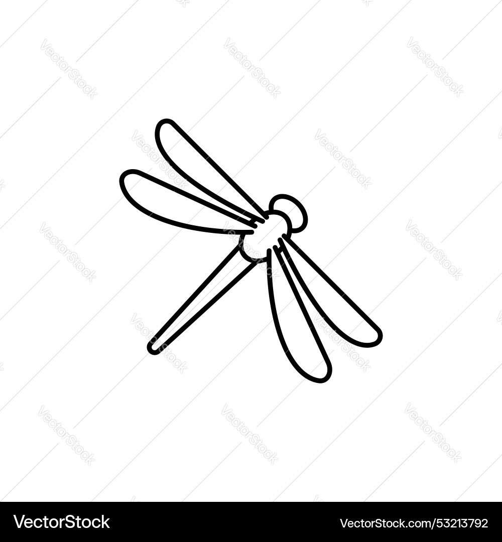 Dragon fly line icon isolated on white background Vector Image