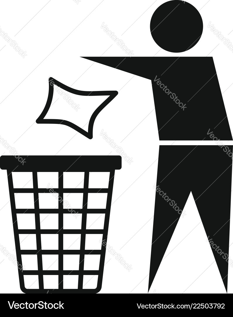 Drop garbage bin icon simple style Royalty Free Vector Image