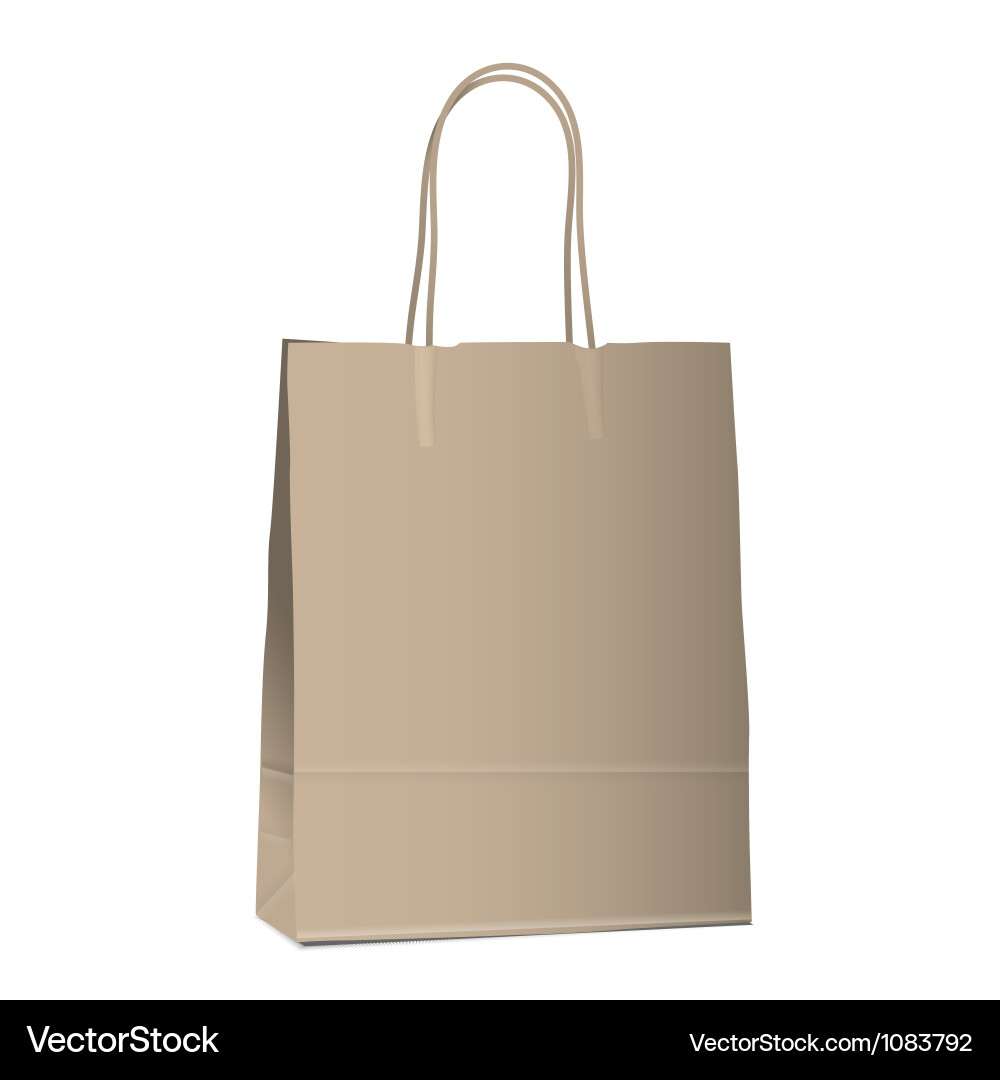 Empty shopping brown bag on white Royalty Free Vector Image