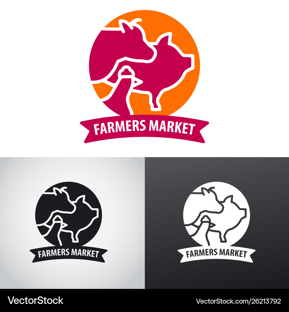 Farm animals market logo Royalty Free Vector Image
