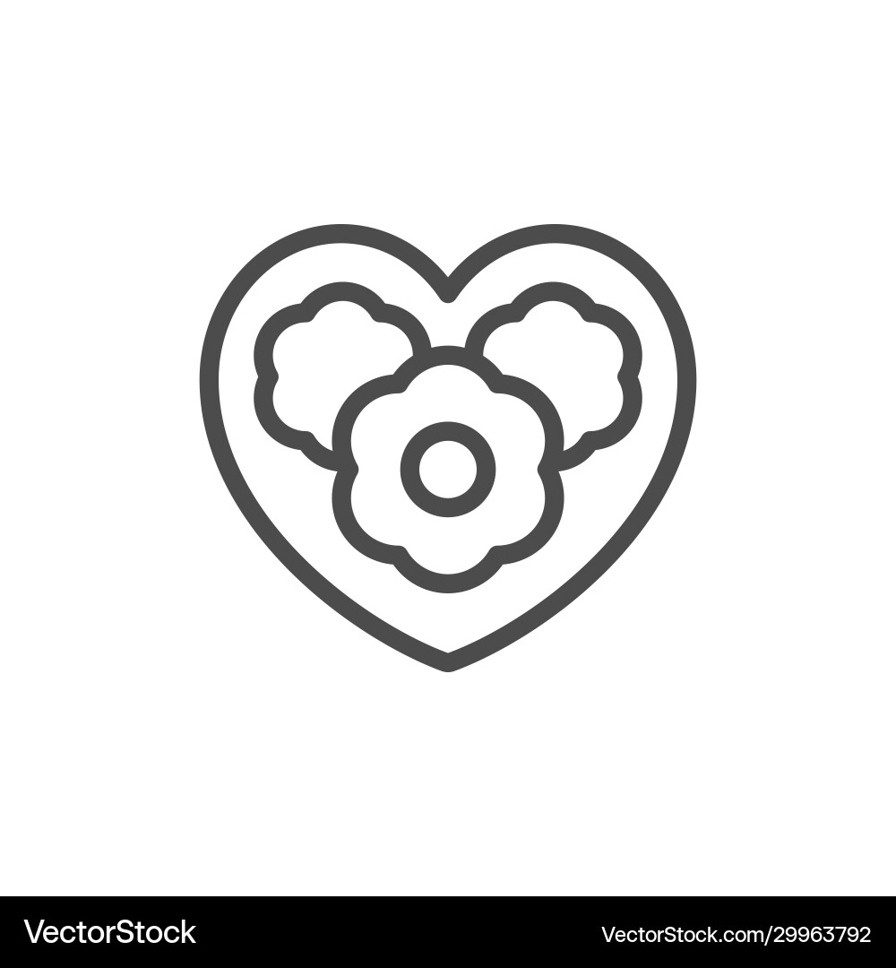 Flower heart line outline icon Royalty Free Vector Image