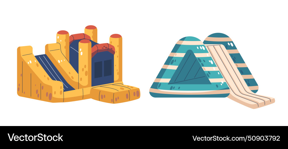 Inflatable castle with trampolines and slides Vector Image