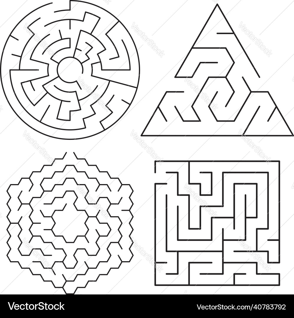 Maze puzzles collection Royalty Free Vector Image