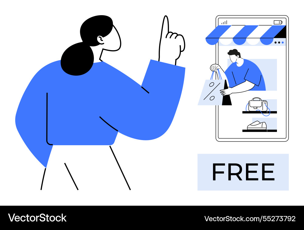 Online shopping concept with free delivery Vector Image