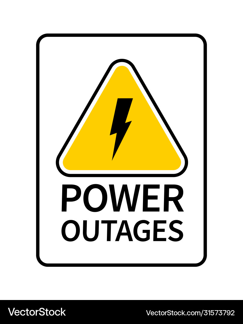 Power Outage Warning Sign Royalty Free Vector Image
