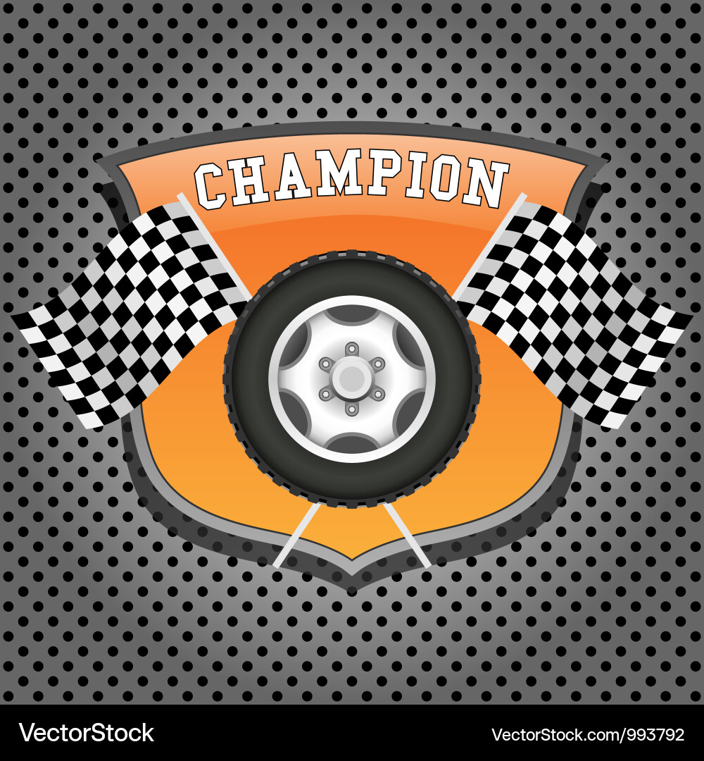 Racing Emblem - Checkered Flags & Wheels Vector Image