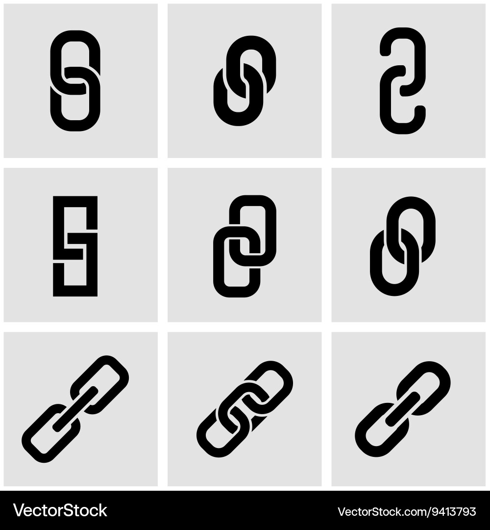 Black chain or link icon set Royalty Free Vector Image