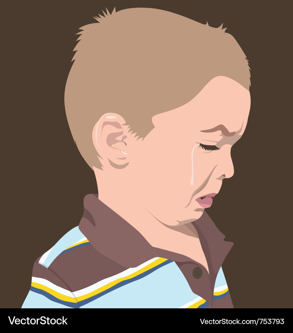 Boy crying Royalty Free Vector Image - VectorStock