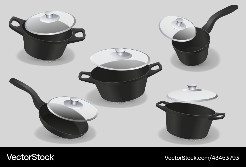 Cast Iron Cookware Set Royalty Free Vector Image