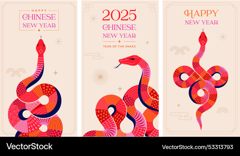 Chinese new year 2025 year of the snake red snake Vector Image