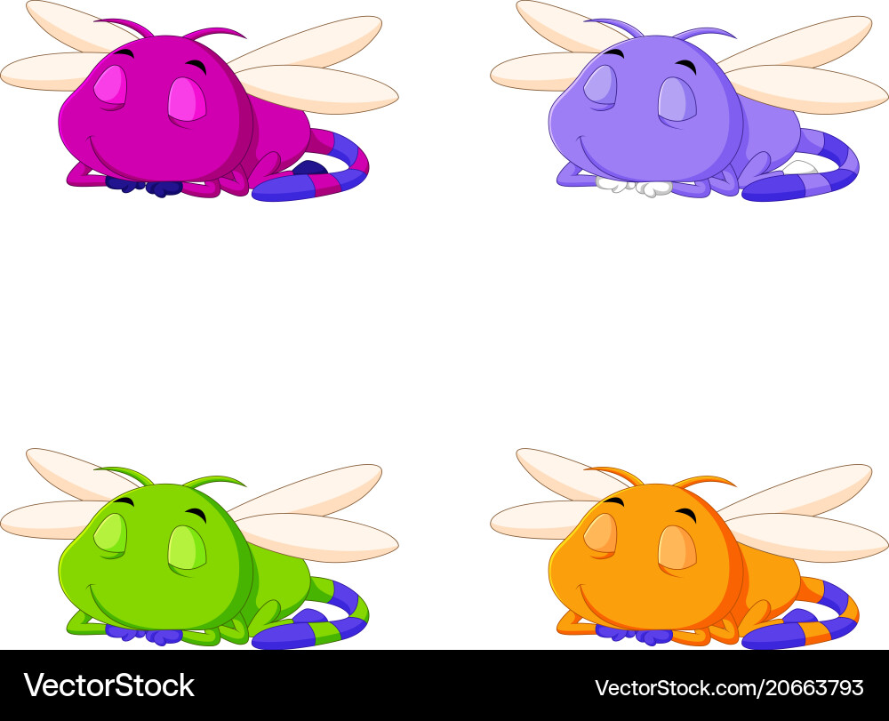 Dragonfly with different facial expressions Vector Image