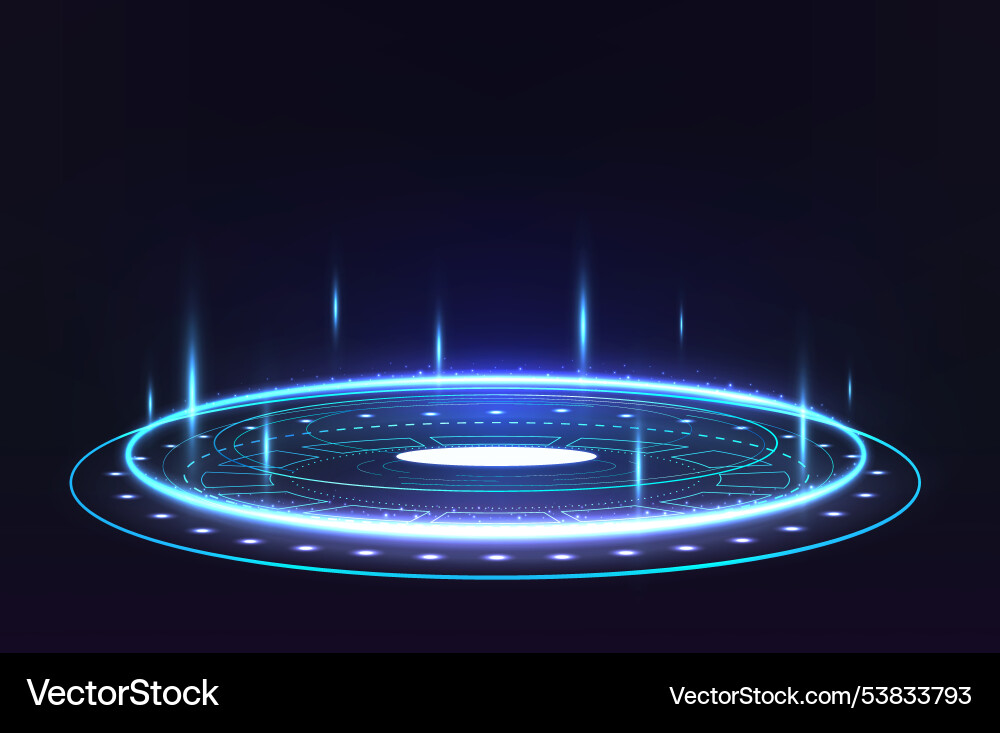 Empty bright blue circular portal scene Royalty Free Vector