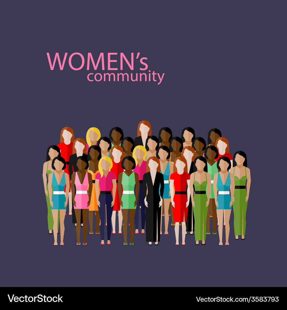 Flat of women community with a large group Vector Image