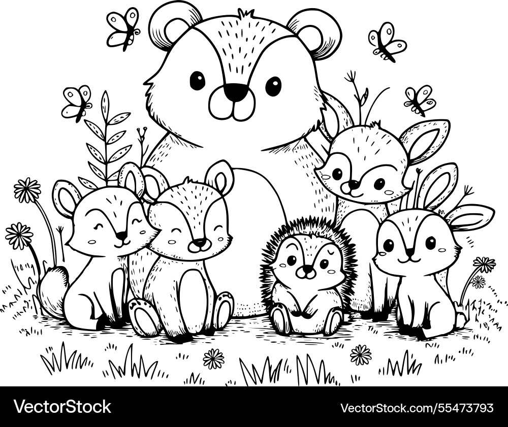 Forest animals plotter svg file Royalty Free Vector Image