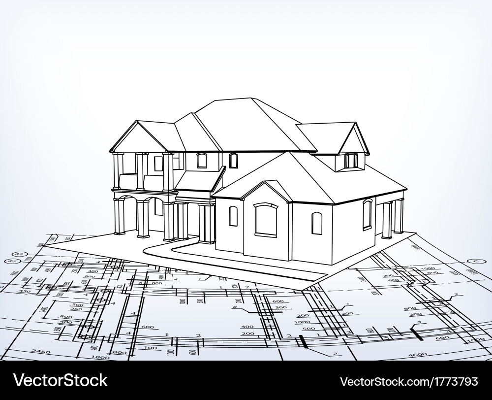 House technical draw Royalty Free Vector Image