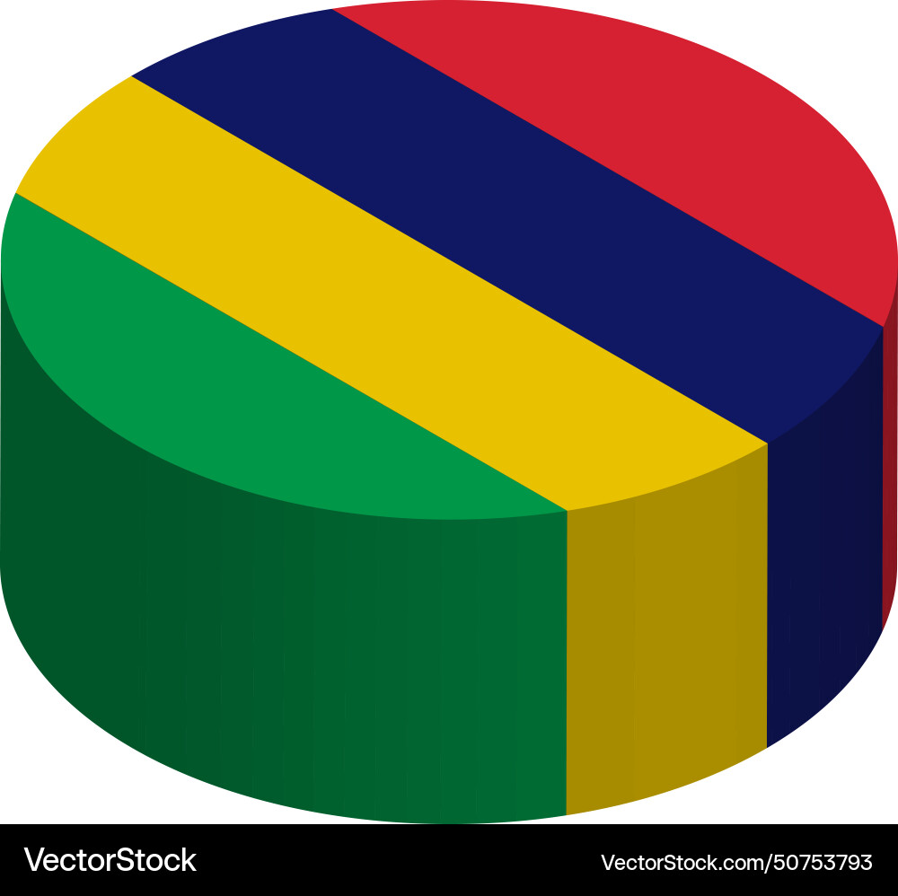Isometric 3d circle flag of mauritius Royalty Free Vector