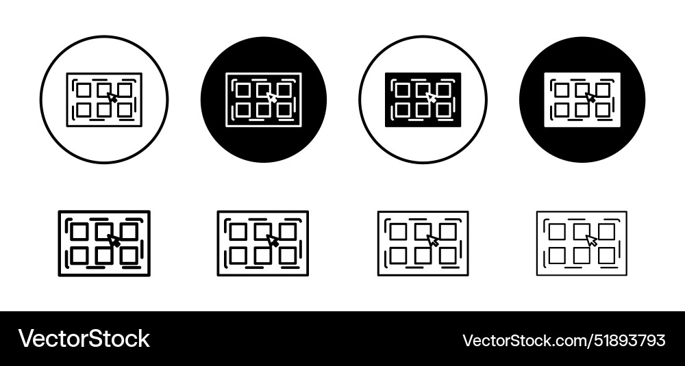 Select all icon set collection outline Royalty Free Vector