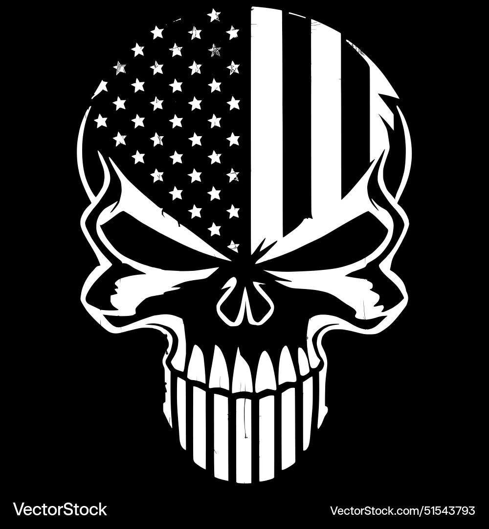 Stars and stripes skull art Royalty Free Vector Image