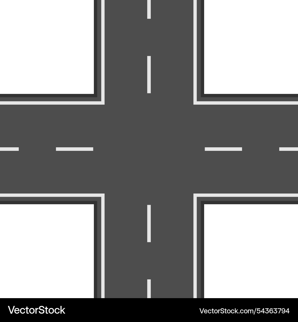 Crossroads dividing four roads with white stripes Vector Image