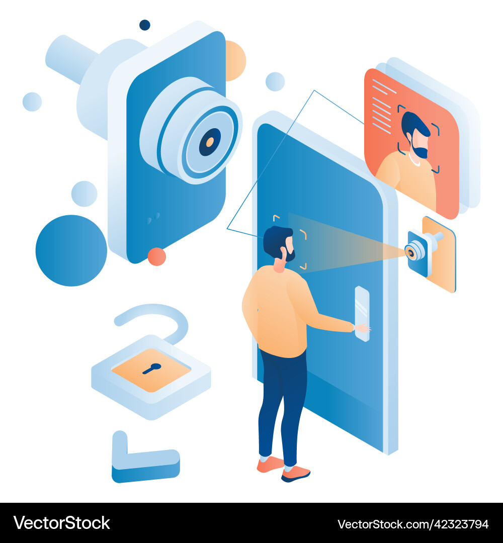 Face id recognition data security design Vector Image