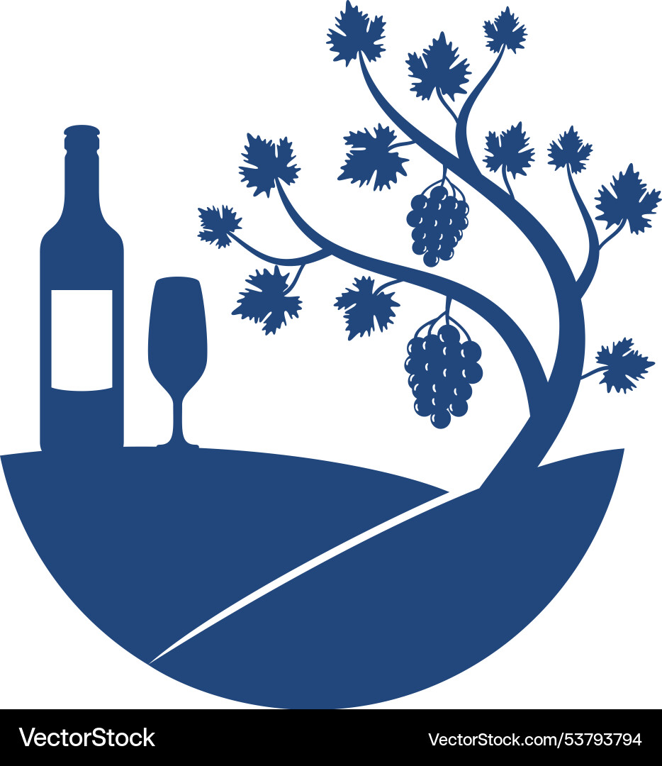 Grape vine fruit plant in the hill with wine Vector Image
