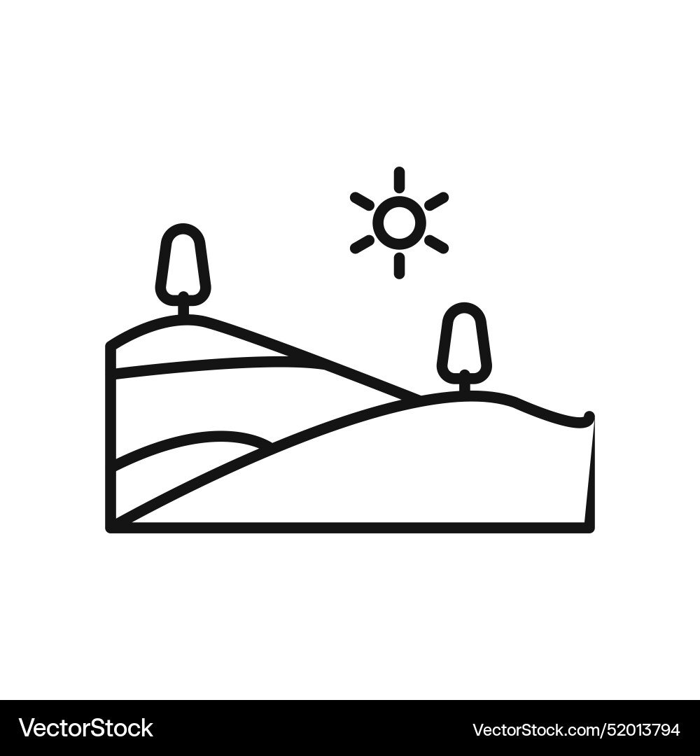 Hills icon black line art Royalty Free Vector Image