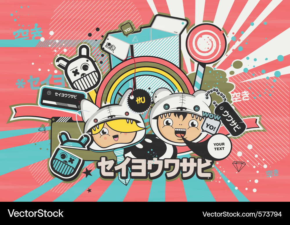 Japanese anime design style Royalty Free Vector Image