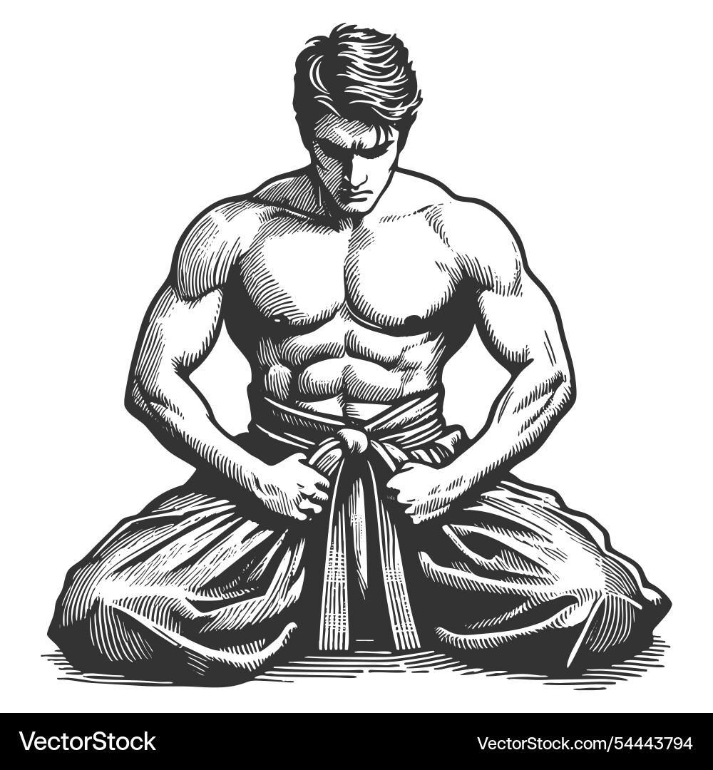 Martial artist meditating Royalty Free Vector Image