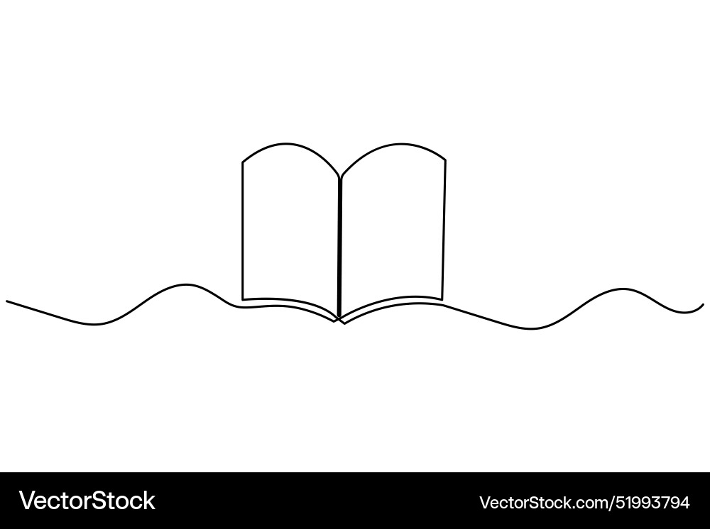 Open Book Continuous One Line Drawing Royalty Free Vector