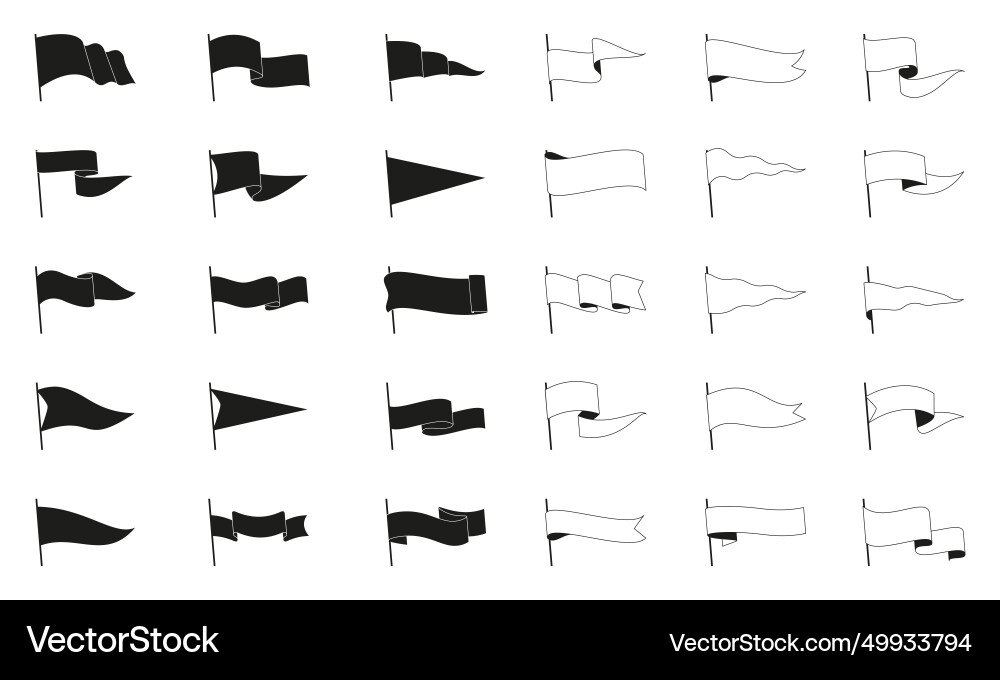 Retro black pennant flags outline knight heraldic Vector Image