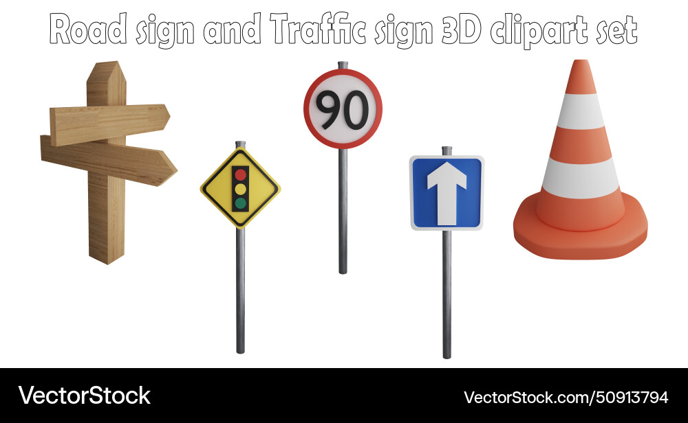 Road sign and traffic clipart element – Royalty-Free Vector | VectorStock