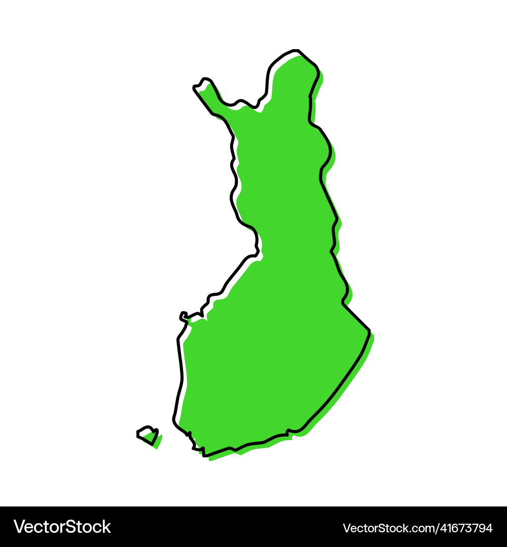 Simple outline map of finland stylized line design